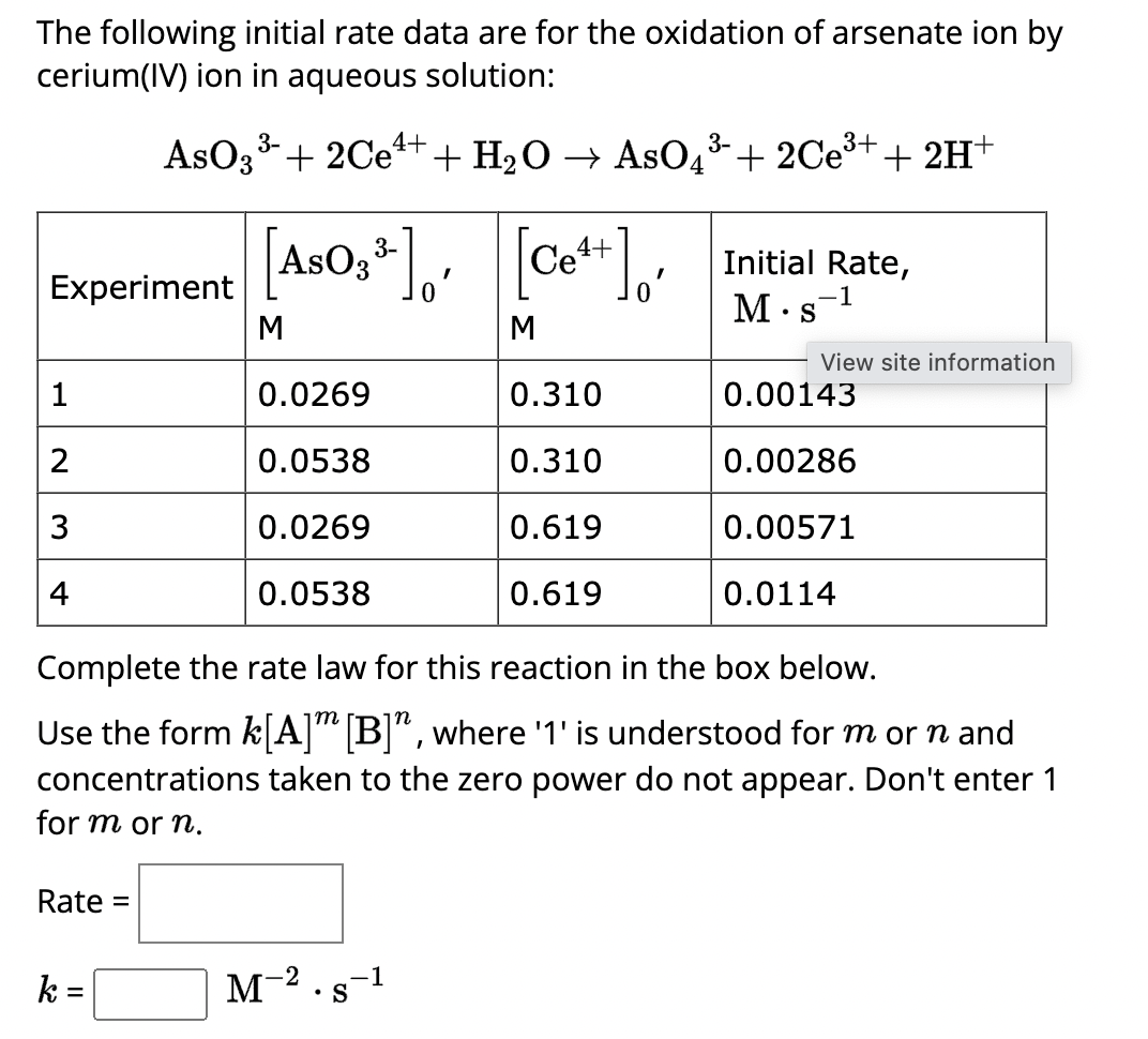 The following initial rate data are for the oxidation | Chegg.com