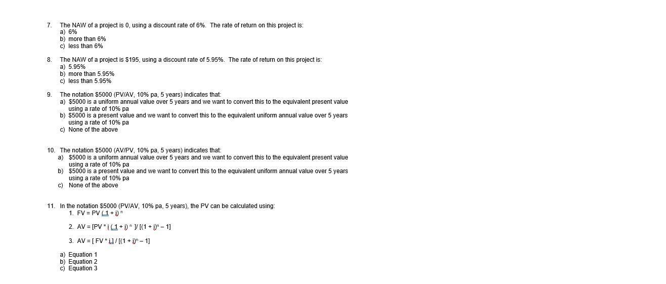 Solved 7. discount rate of 6%. The rate of return on this | Chegg.com