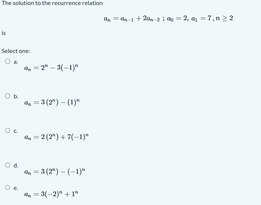 Solved The solution to the recurrence relation | Chegg.com