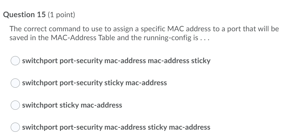 Solved Question 15 (1 point) The correct command to use to | Chegg.com