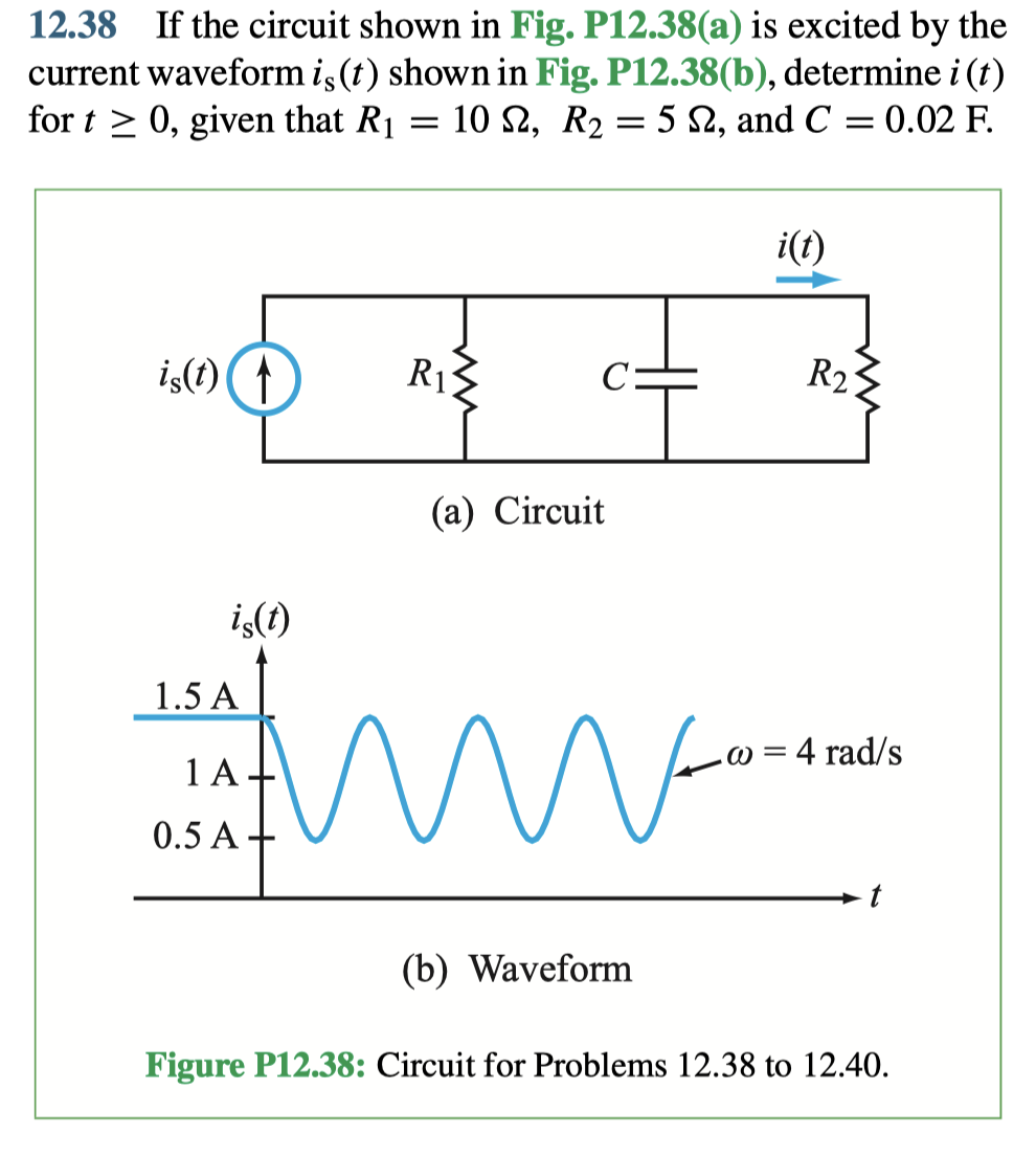 Solved 12.38 If the circuit shown in Fig. P12.38(a) is | Chegg.com