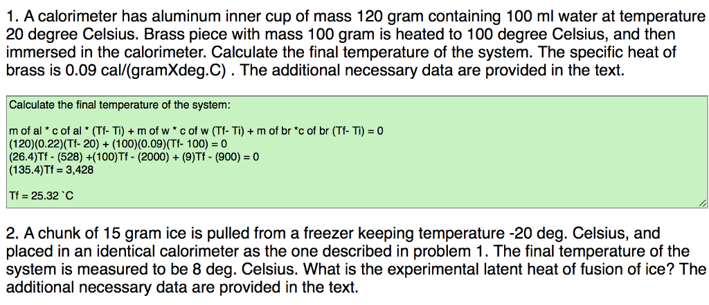 Solved 1. A calorimeter has aluminum inner cup of mass 120 | Chegg.com
