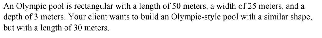 Solved An Olympic pool is rectangular with a length of 50 | Chegg.com
