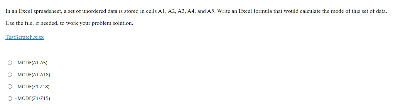 Solved In an Excel spreadsheet, a set of unordered data is | Chegg.com