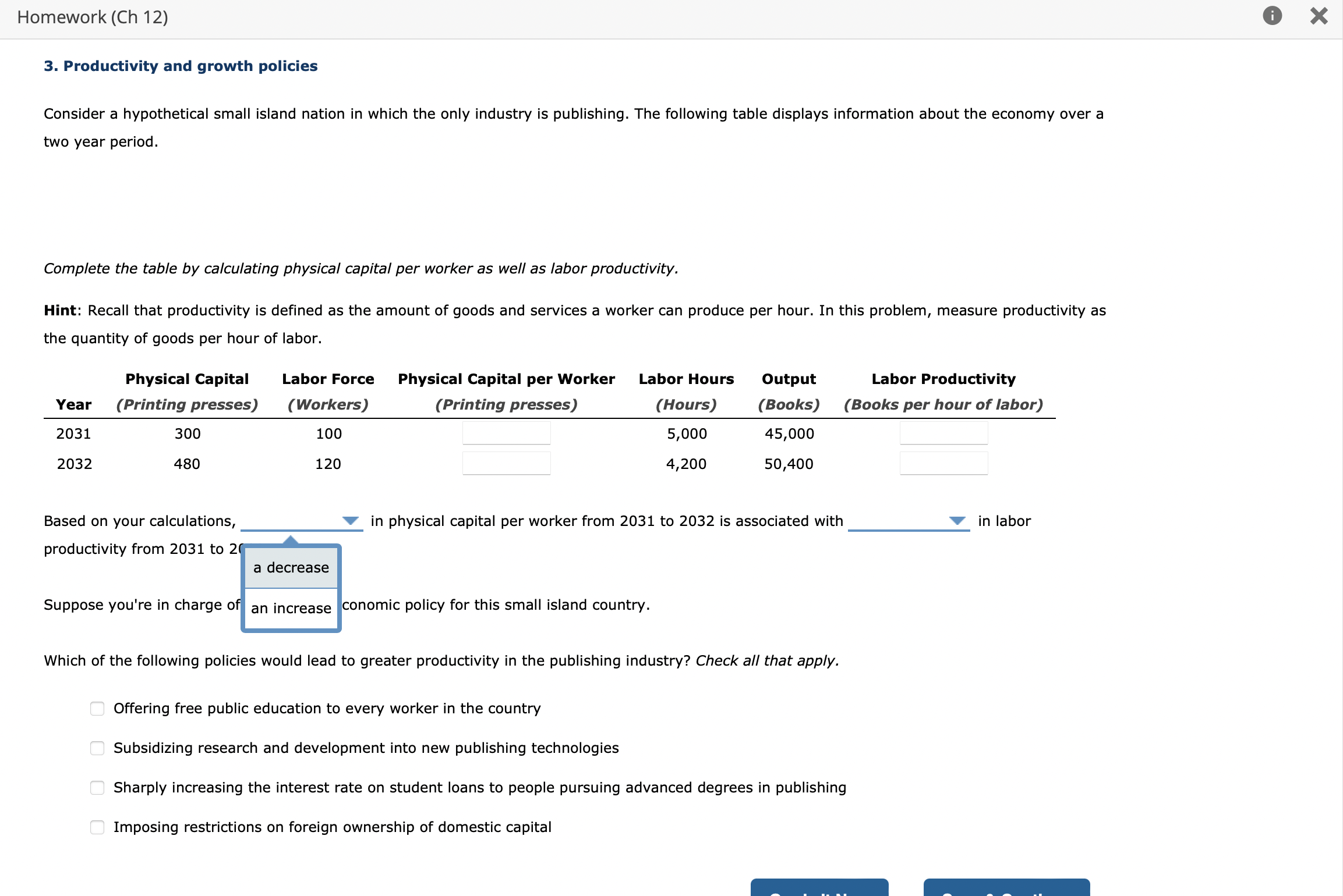 Solved 3. Productivity and growth policies Consider a | Chegg.com