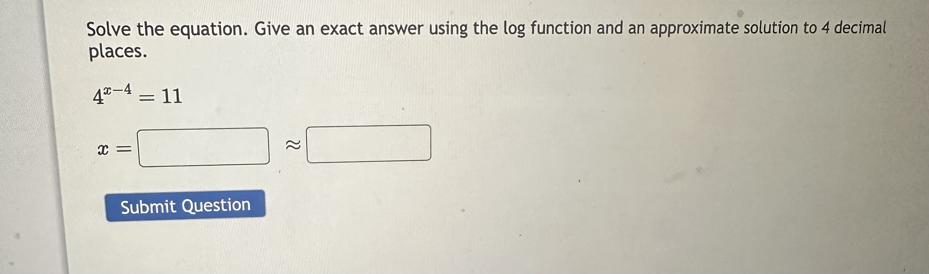 Solved Solve the equation. Give an exact answer using the | Chegg.com
