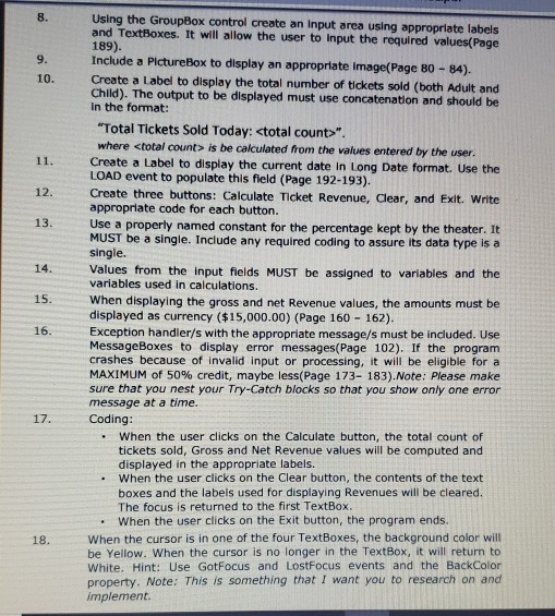 ILULLIVE .PO CS2453: Visual Basic VB1: Theater | Chegg.com