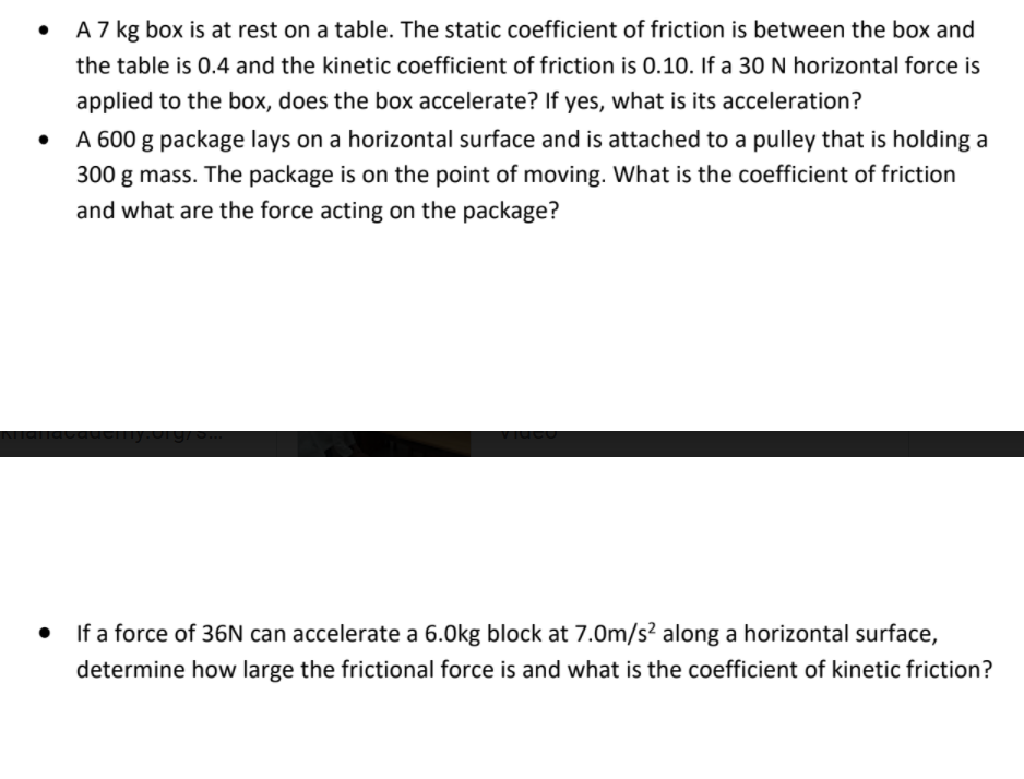 Solved A 7 Kg Box Is At Rest On A Table The Static Chegg
