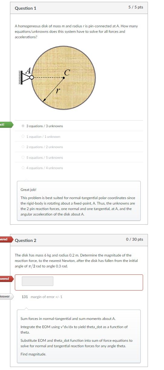 Solved Question 1A homogeneous disk of mass m ﻿and radius r | Chegg.com