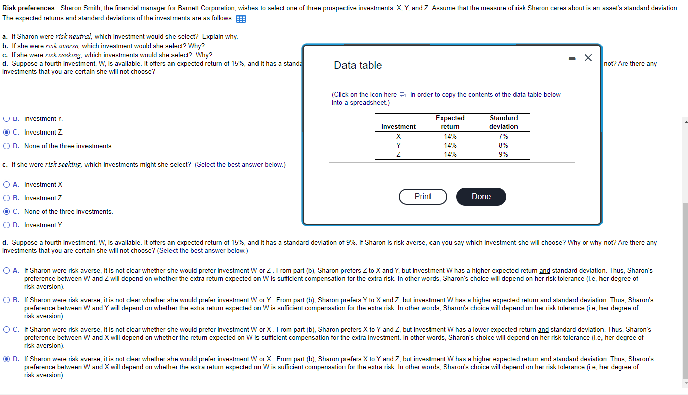 Solved The expected returns and standard deviations of the | Chegg.com