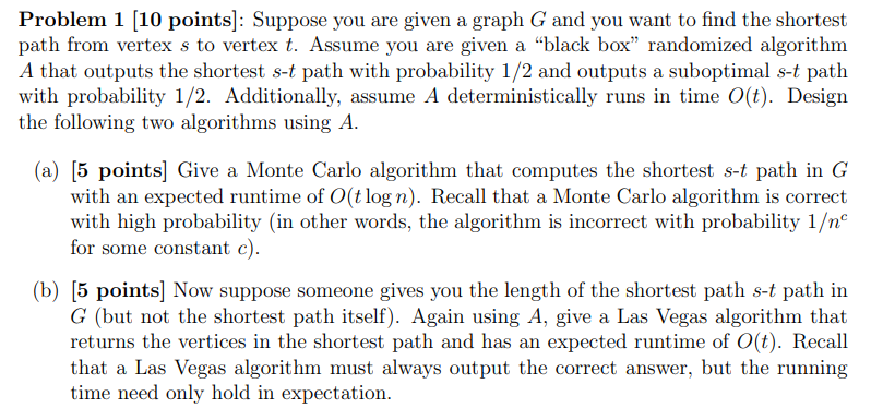 Problem 1 (10 points]: Suppose you are given a graph | Chegg.com
