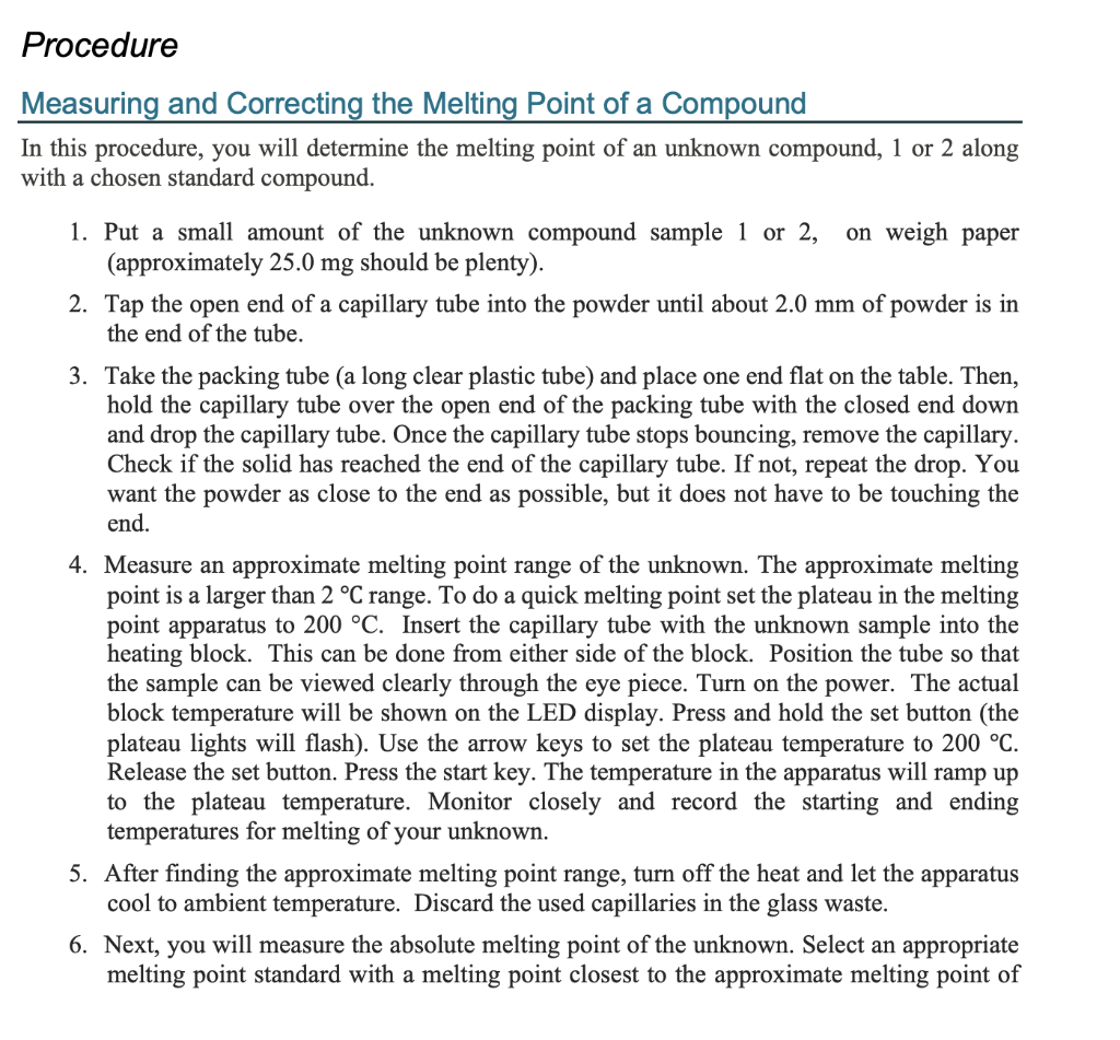 Melting Point Lab Melting Point (mp) is the | Chegg.com