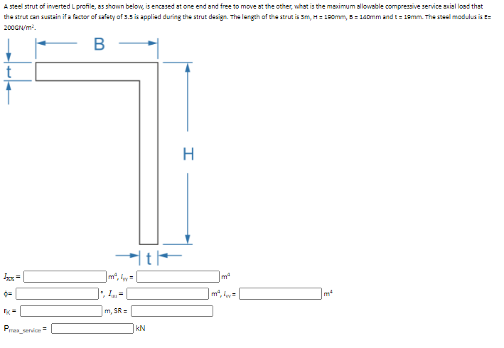 Solved A steel strut of inverted L profile, as shown below, | Chegg.com