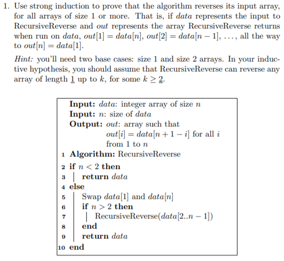 Solved 1. Use strong induction to prove that the algorithm | Chegg.com