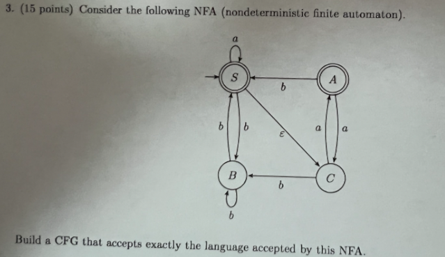 Solved 3. (15 points) Consider the following NFA | Chegg.com