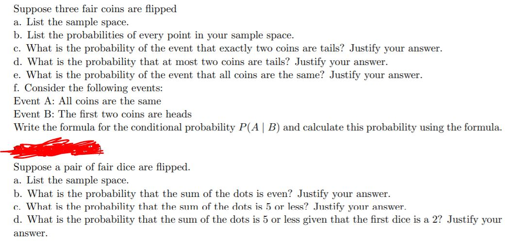 Suppose three fair coins are flipped a. List the | Chegg.com