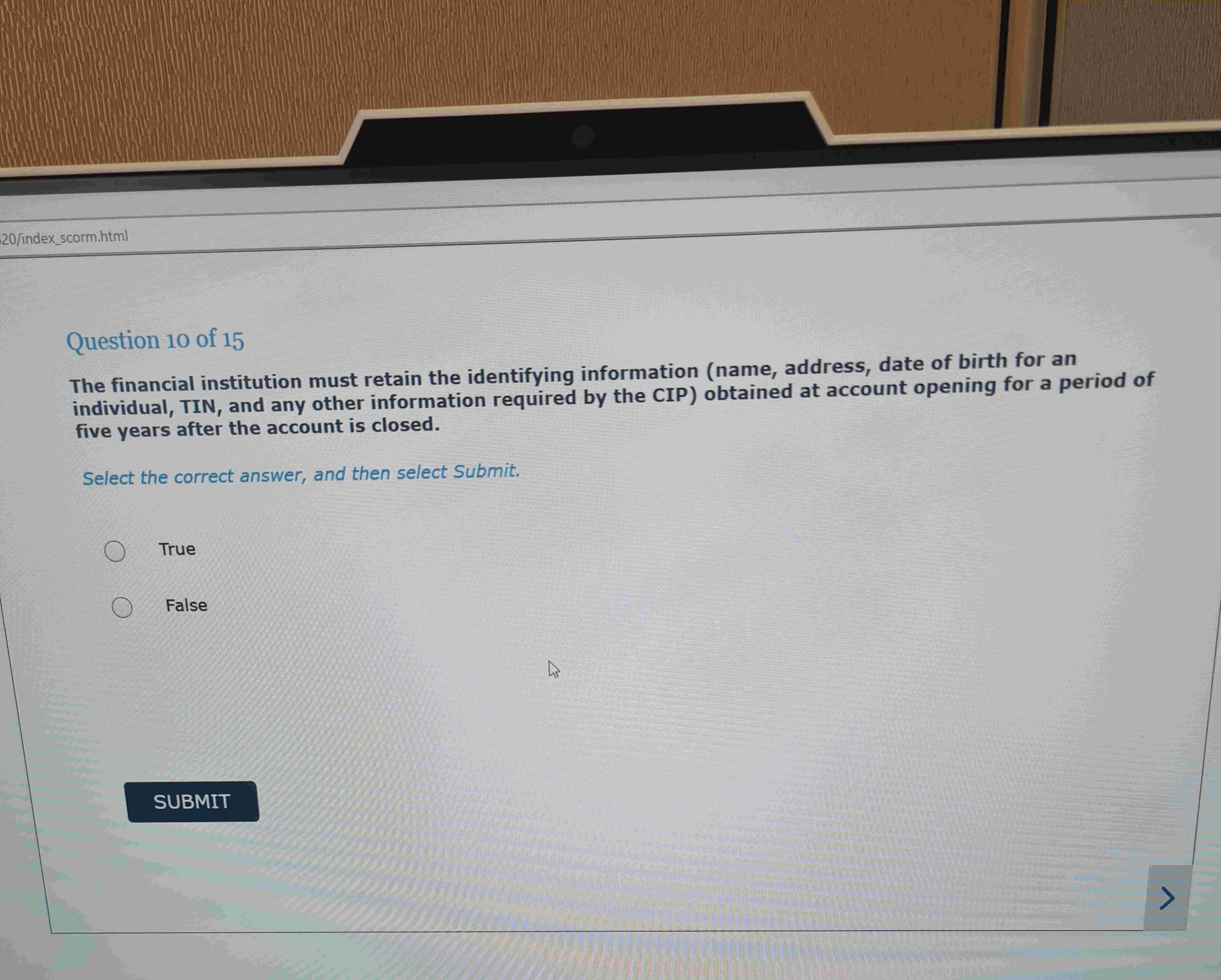 Solved The financial institution must retain the identifying | Chegg.com