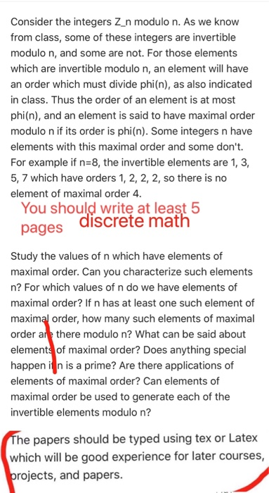 Solved Consider the integers Z_n modulo n. As we know from | Chegg.com