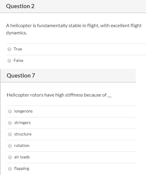 Solved Question 2 A helicopter is fundamentally stable in | Chegg.com