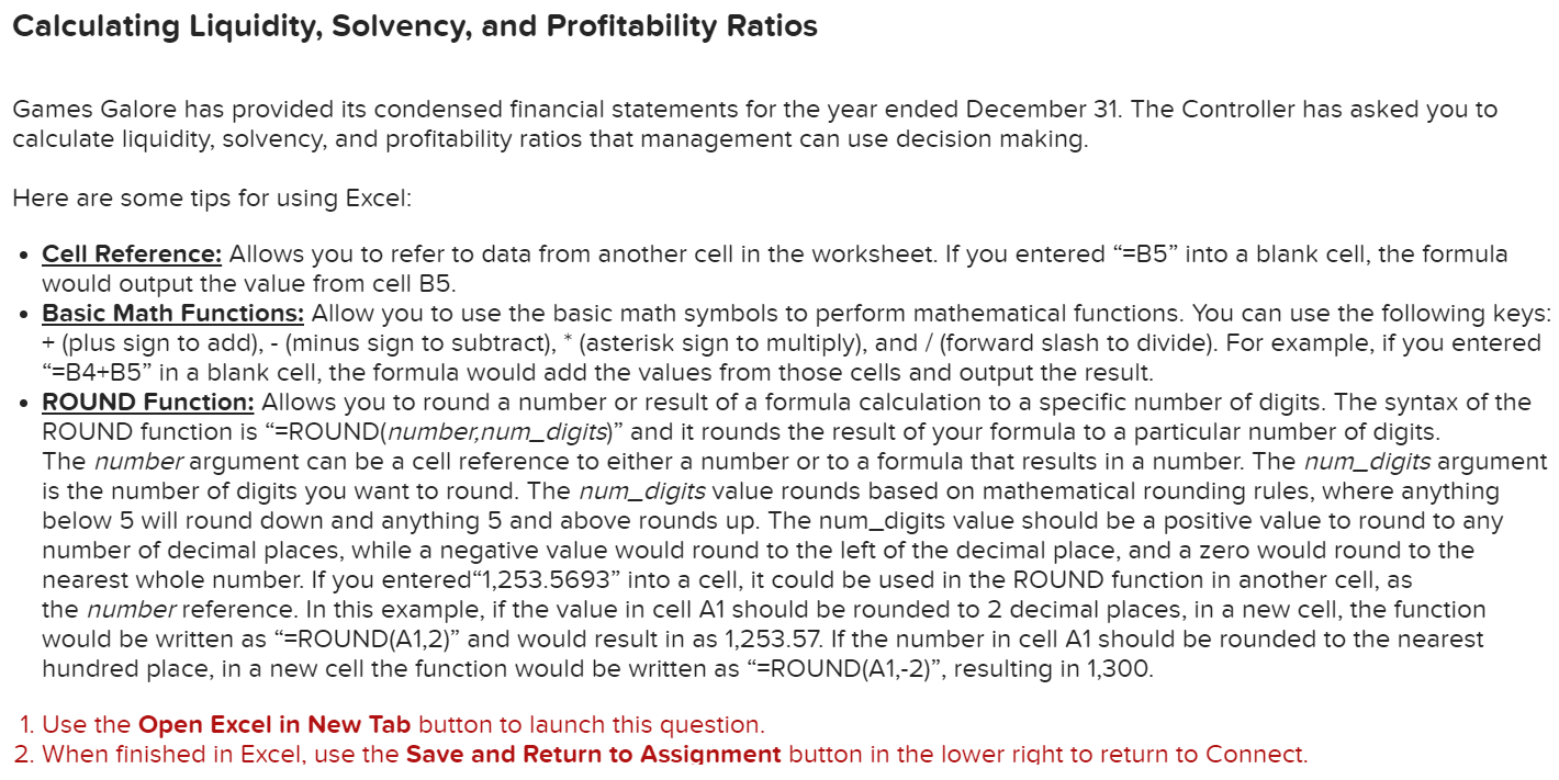 Solved Calculating Liquidity, Solvency, and Profitability | Chegg.com