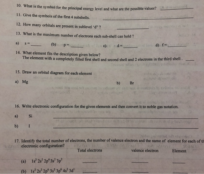 Solved 10. W 11. Give the symbols of the first 4 subshells. | Chegg.com