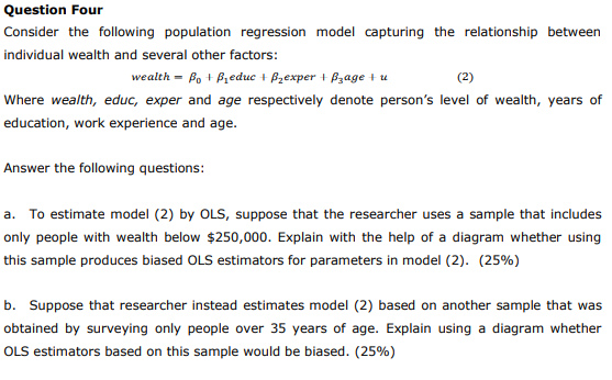 Solved Question Four Consider the following population | Chegg.com