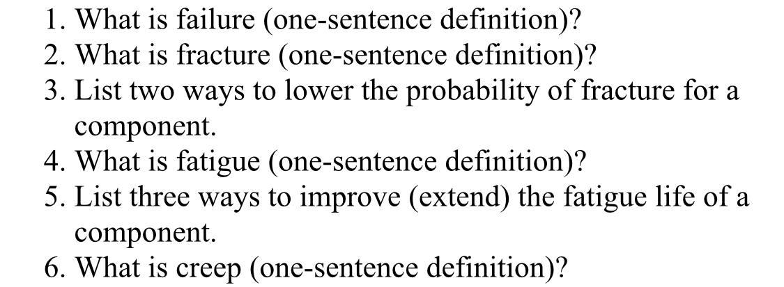 Solved 1. What is failure (one-sentence definition)? 2. What | Chegg.com