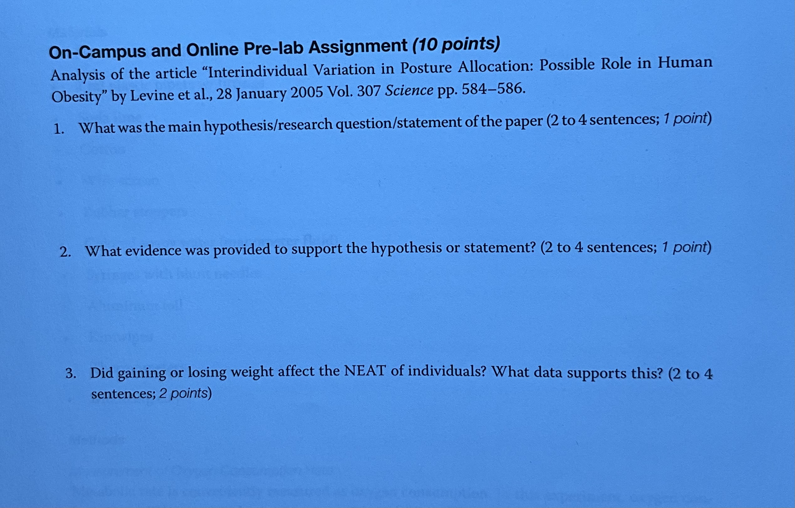 Solved On-Campus and Online Pre-lab Assignment (10 points) | Chegg.com
