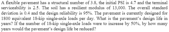 Solved A flexible pavement has a structural number of 3.8, | Chegg.com