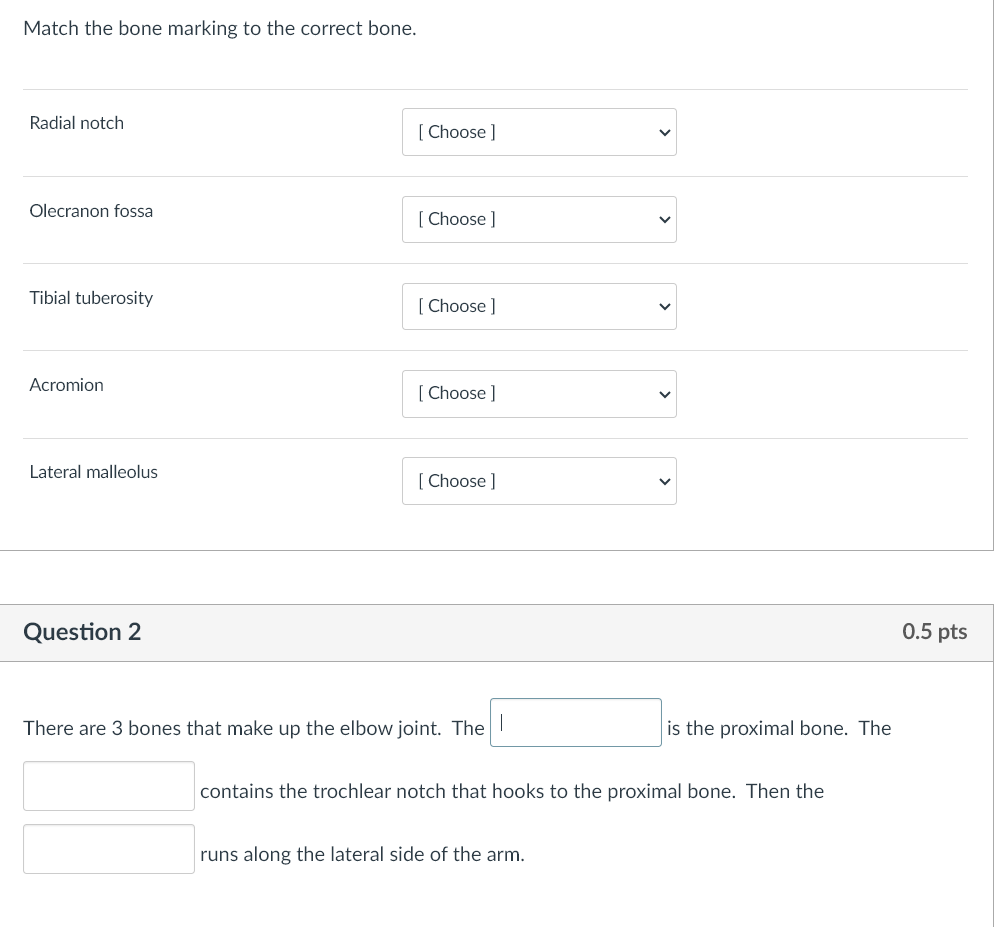 Solved Match the bone marking to the correct bone.Radial | Chegg.com
