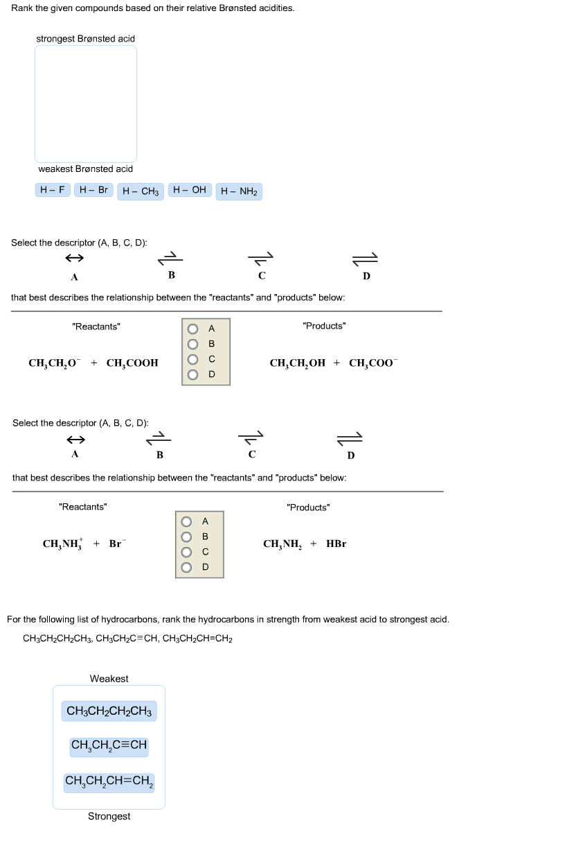 Solved Rank the given compounds based on their relative | Chegg.com