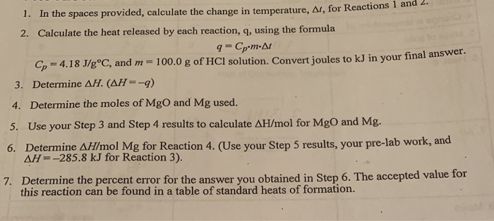 Solved the spaces provided, calculate the change in | Chegg.com