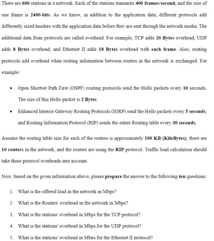 Solved There are 600 stations in a network. Each of the | Chegg.com