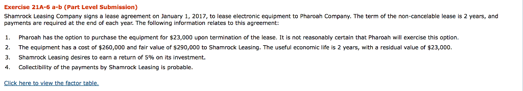 Solved Exercise 21A-6 a-b (Part Level Submission) Shamrock | Chegg.com