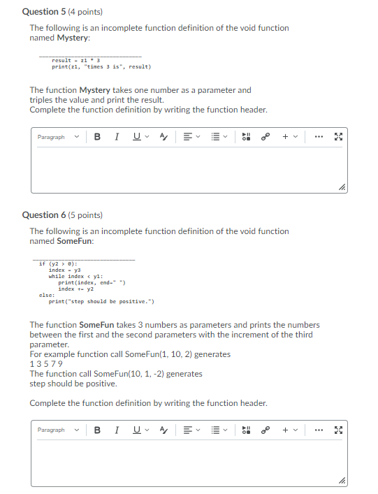 Solved Question 5 (4 points) The following is an incomplete | Chegg.com