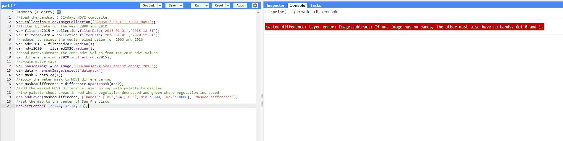 Use water mask to mask out water in NDVI Difference | Chegg.com