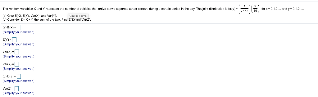 Solved The random variables X and Y represent the number of | Chegg.com