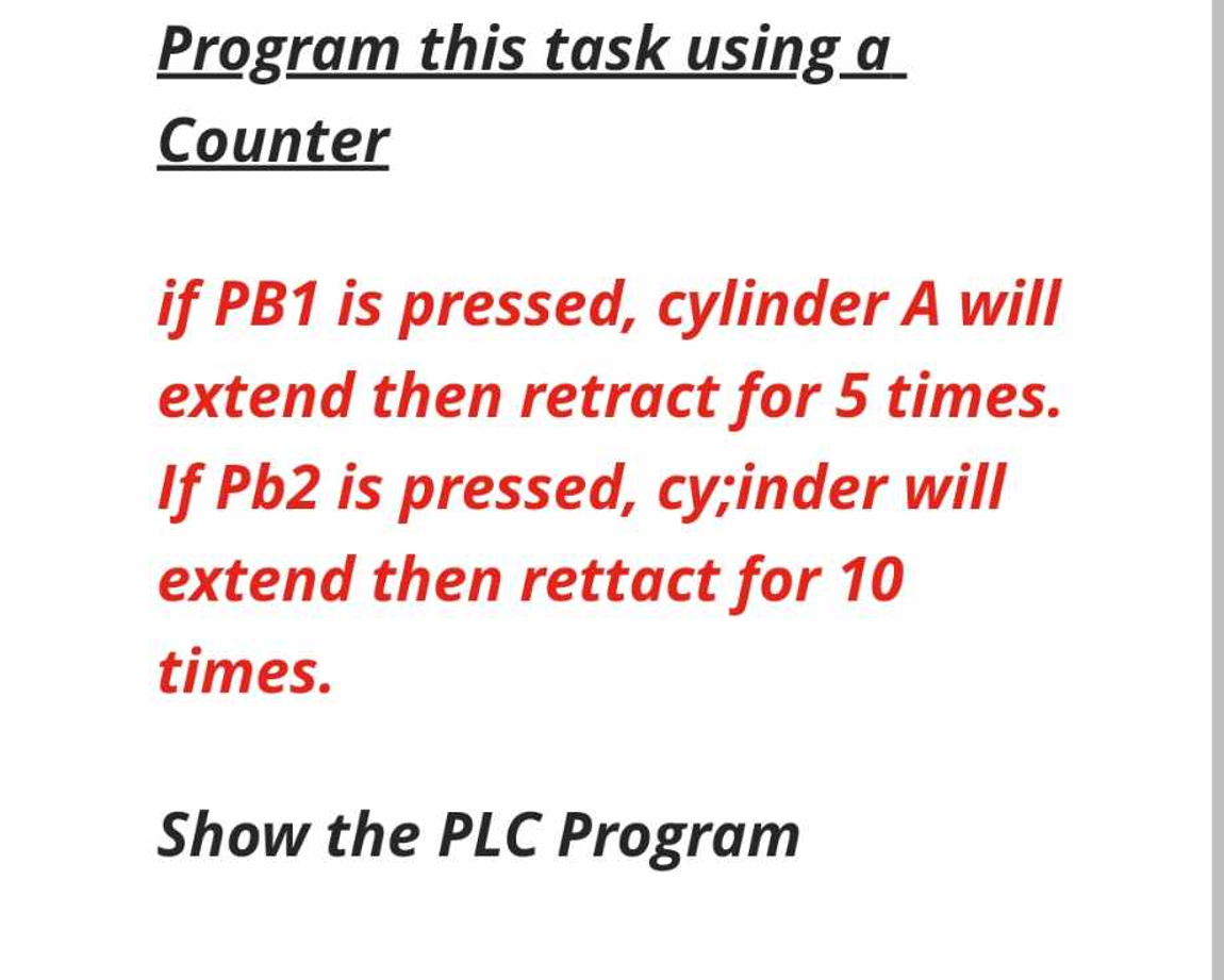 Solved Program this task using a Counter if PB1 ﻿is pressed, | Chegg.com