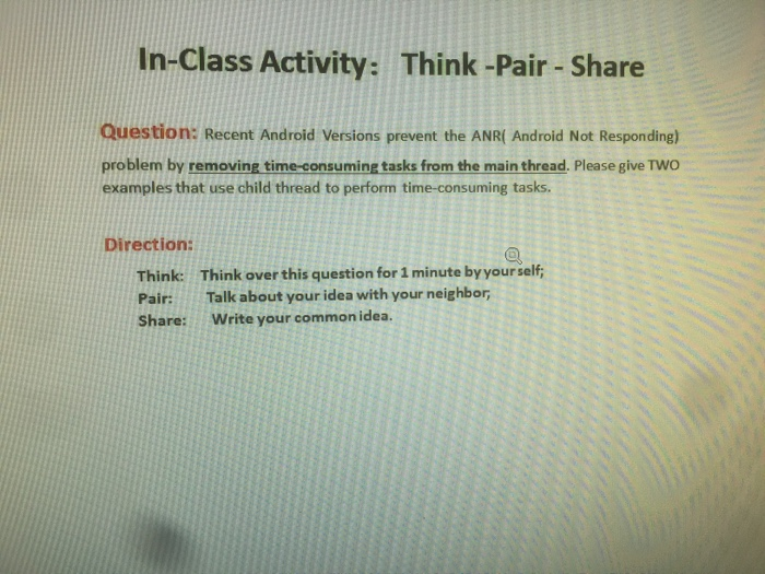 Solved In-Class Activity: Think -Pair -Share Question: | Chegg.com