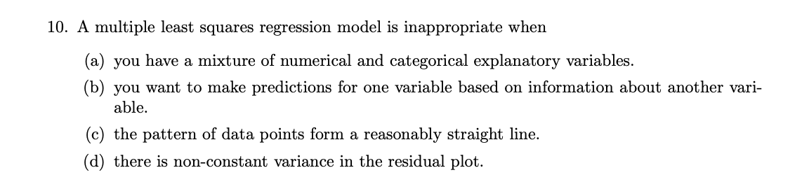 Solved 10. A multiple least squares regression model is | Chegg.com