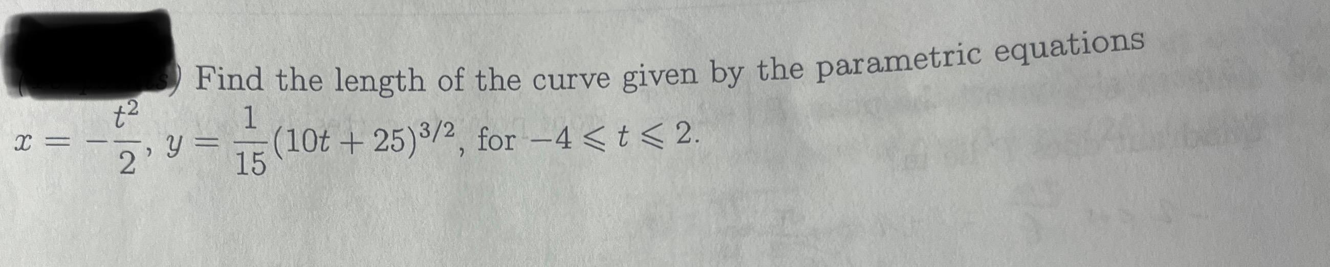 Solved Find the length of the curve given by the parametric | Chegg.com