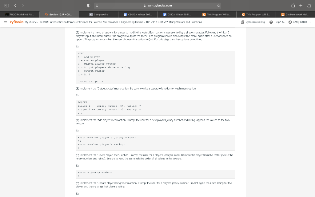 Solved learn.zybooks.com ☺ + + D PROGRAMMING AS... Zy | Chegg.com