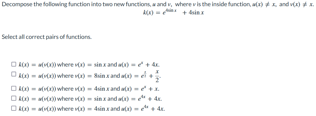 Solved Decompose the following function into two new | Chegg.com