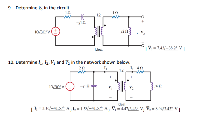 Solved 9. Determine Vo in the circuit. 10. Determine | Chegg.com