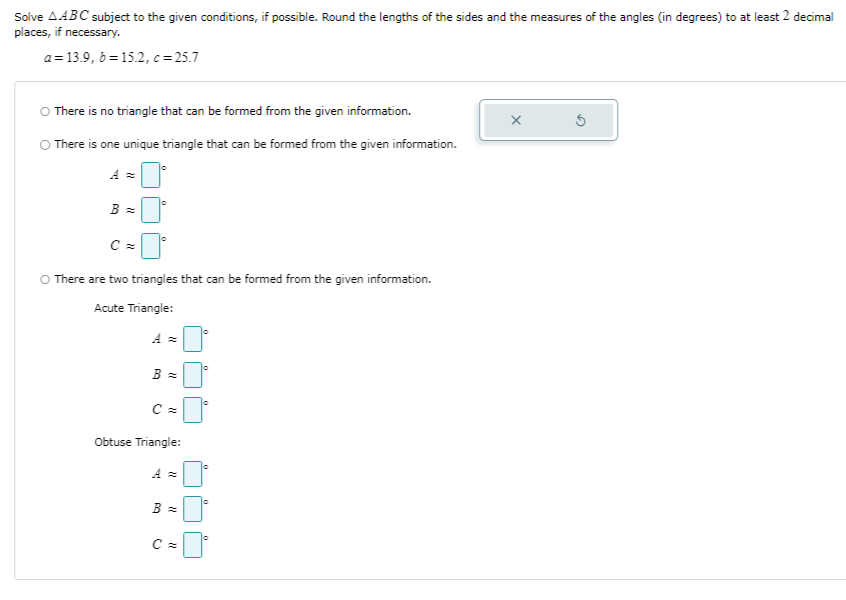 Solved Solve ABC subject to the given conditions, if | Chegg.com