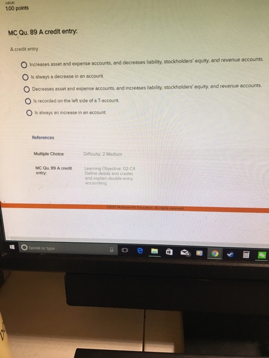 Solved A credit entry. Increases asset and expense | Chegg.com