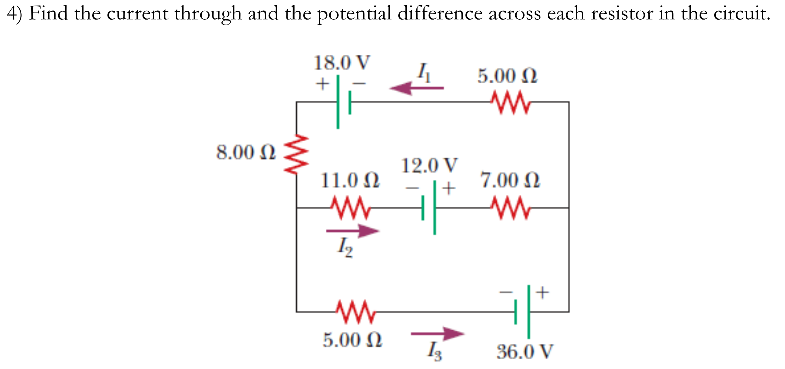 Solved 4) Find the current through and the potential | Chegg.com