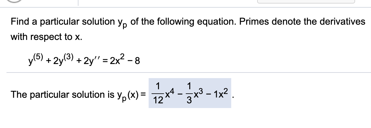 Solved Find a particular solution yp of the following | Chegg.com