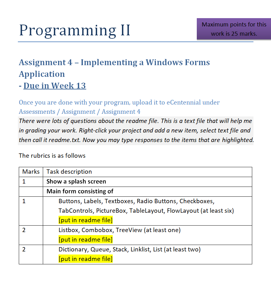 Maximum points for this work is 25 marks. Programming | Chegg.com