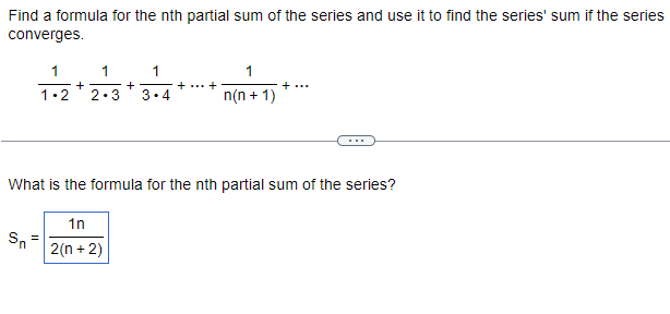 Solved Find a formula for the nth partial sum of the series | Chegg.com